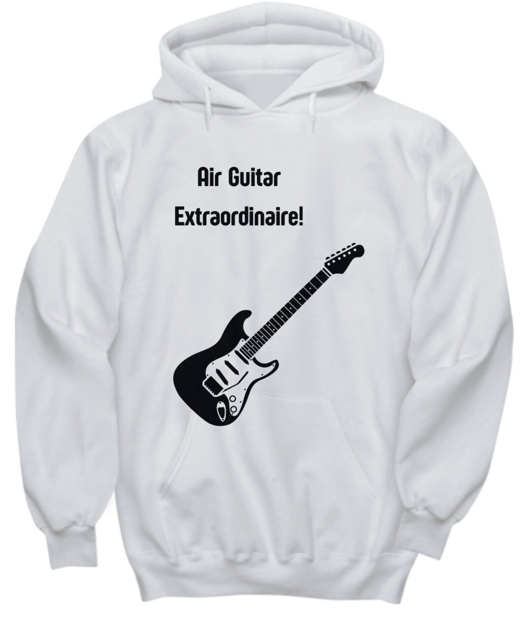 Air Guitar Extraordinaire Black Letters Hoodie, Air Guitar Strings Gag ...