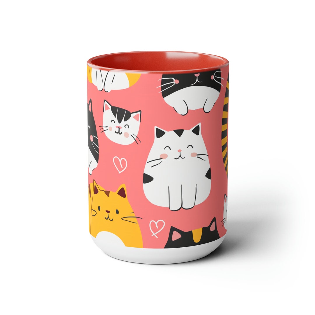 Charley Harper Style Cat Coffee Mug - Two-tone Ceramic 15oz - Etsy