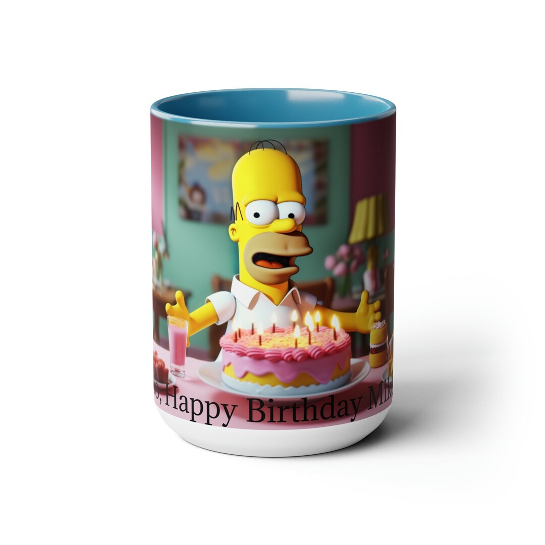 Homer Simpson Birthday Mug, Two-tone Coffee Mugs, Great Gift for Him or ...