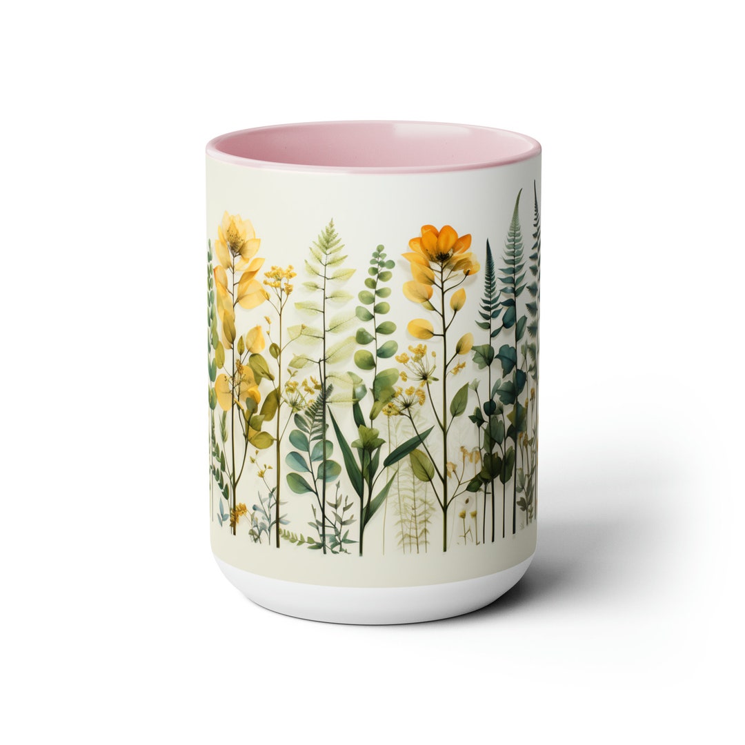 Watercolor Fern Coffee Mug: Botanical Art, Two-tone 15oz - Etsy