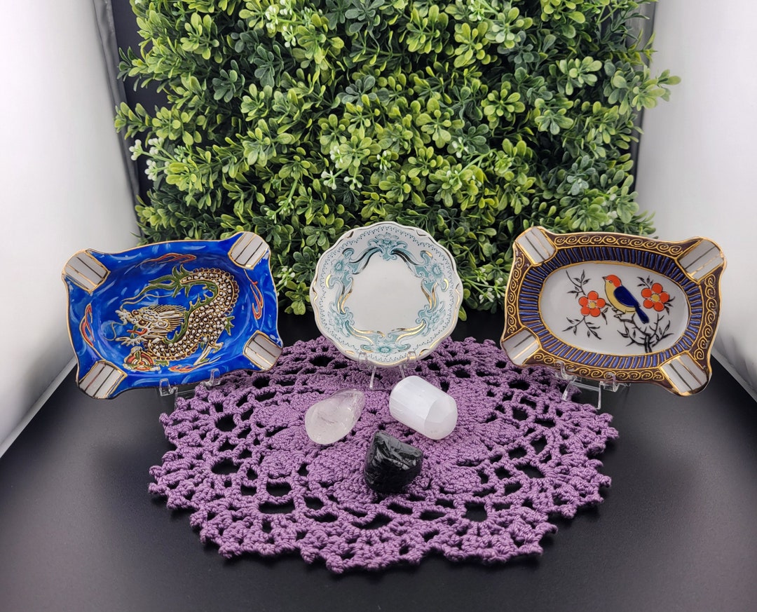 Protection Ward Vintage Ashtray, Hand-painted Japanese Dragon/bird ...