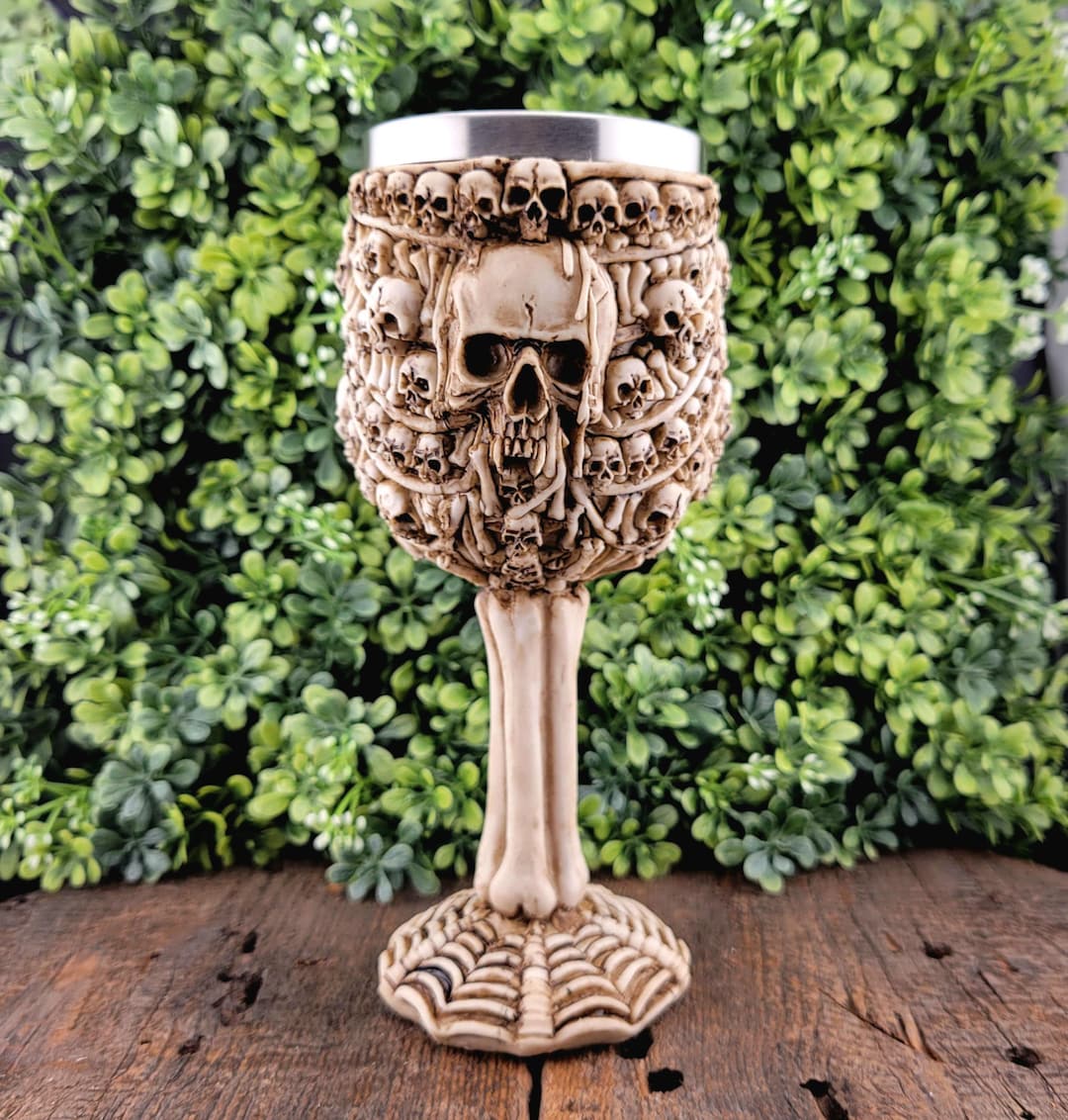 Gothic Skulls & Bones Stainless Steel Goblet – 6oz Ritual Chalice ...