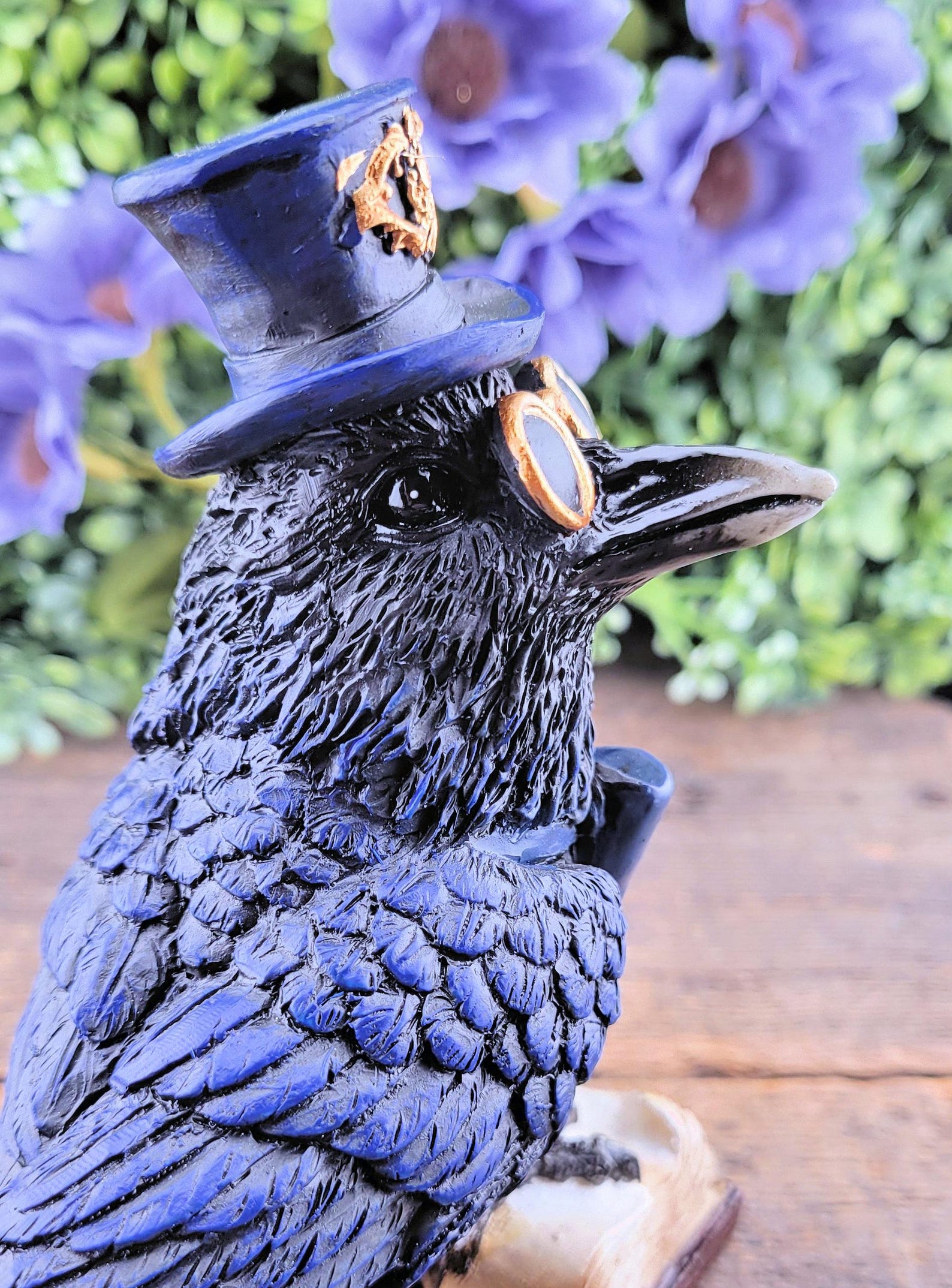 Steampunk Raven Statue, Gothic Clockwork Crow Figurine, Dark Academia ...