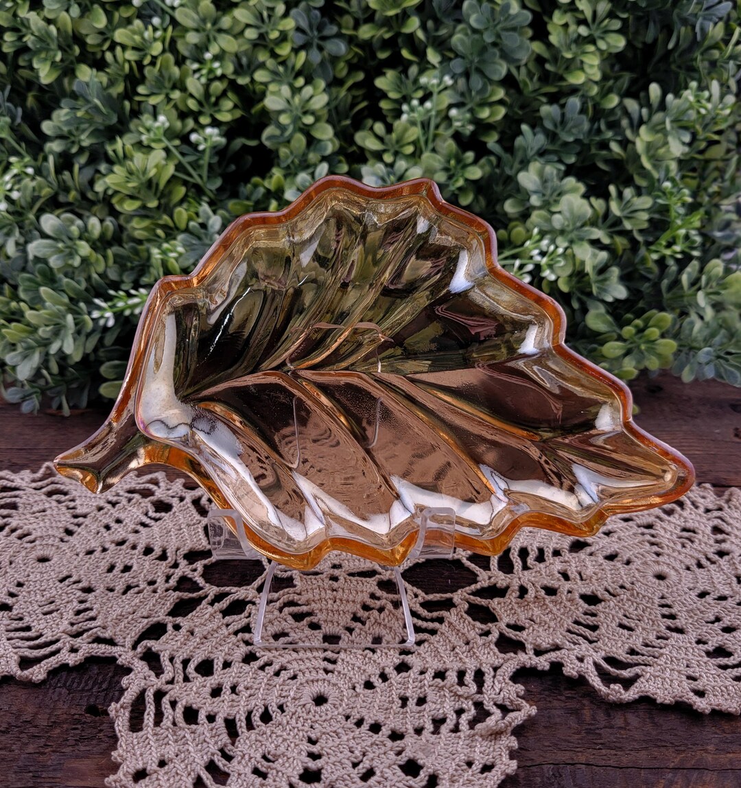 Amber Carnival Glass Altar Dish – Vintage Candy Dish Repurposed for ...