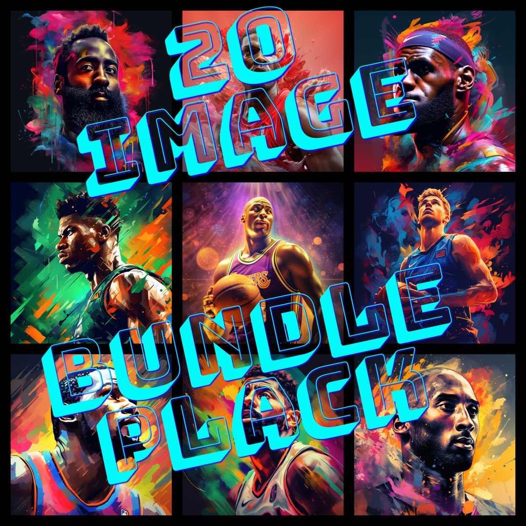 20 Posters Bundle Pack NBA Players Vibrant Colors 8K Resolution Instant ...