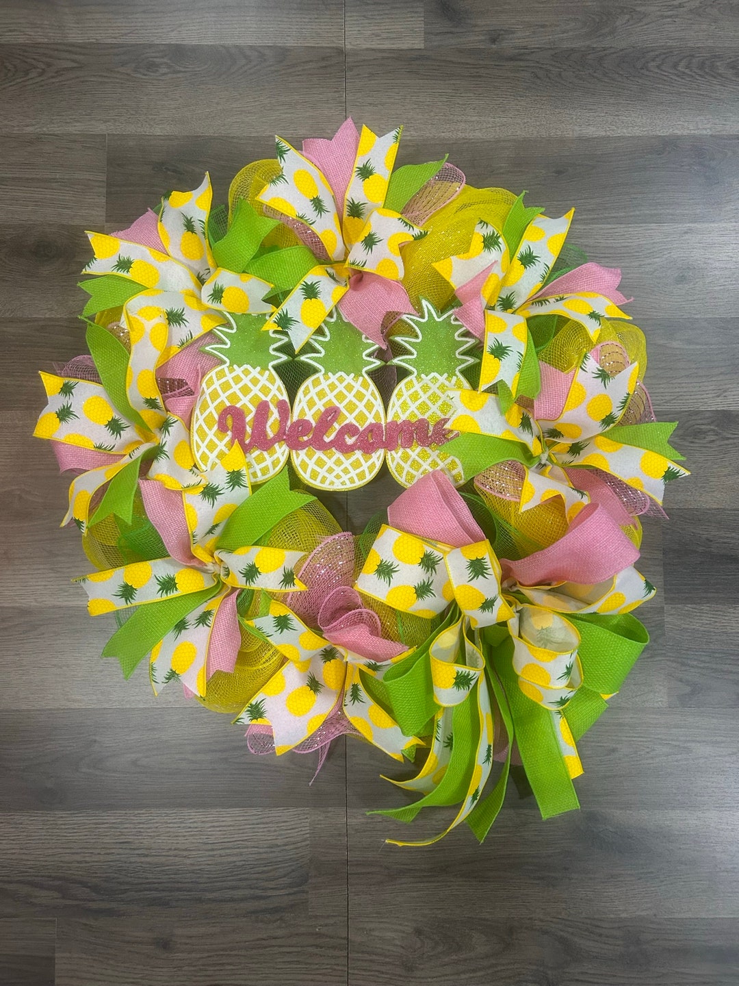 Pineapple Welcome Wreath Door Decor Door Wreath Welcome - Etsy