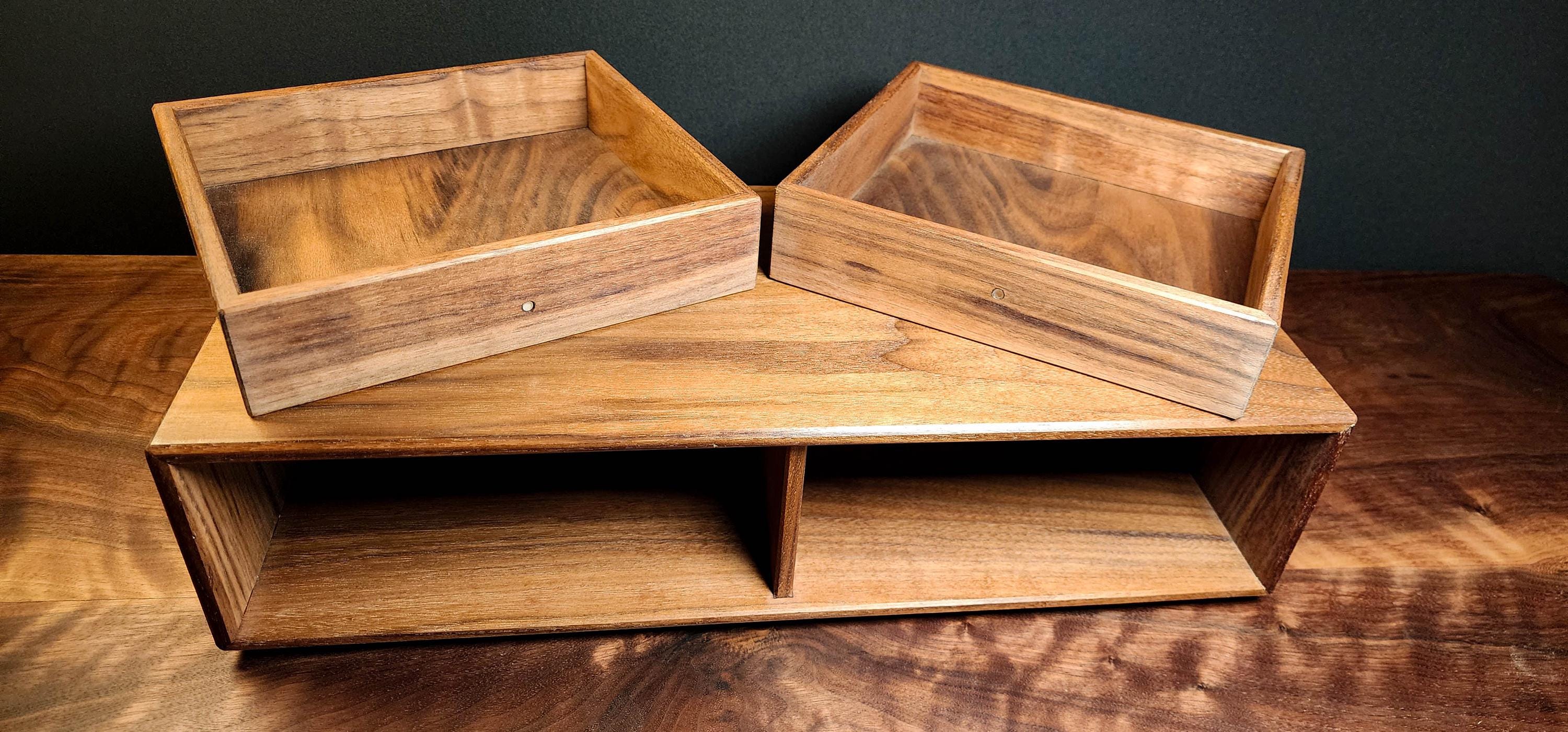 Fine Wooden Walnut Desktop Organizer/monitor Stand - Modern Magnetic ...