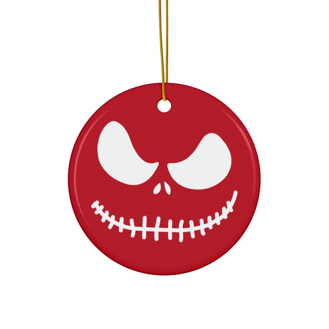 Christmas Jack Skellington - Dark Red Ceramic Ornament - Etsy