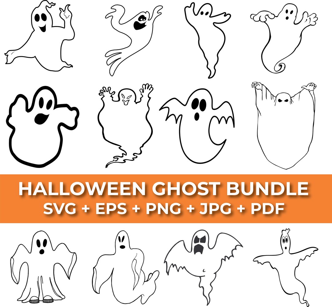 Halloween Ghosts SVG Bundle, Ghost Cut Files, Halloween Ghost SVG - Etsy