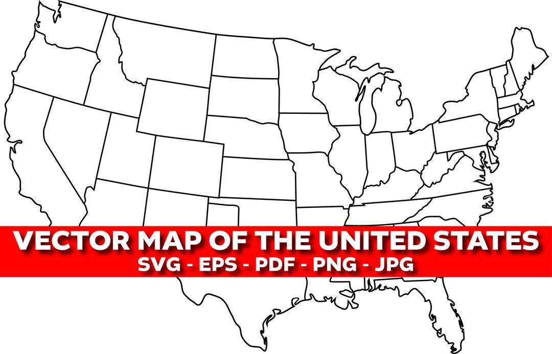 United States Map Vector Cut File Bundle Svg Eps Png Jpg Pdf - America ...