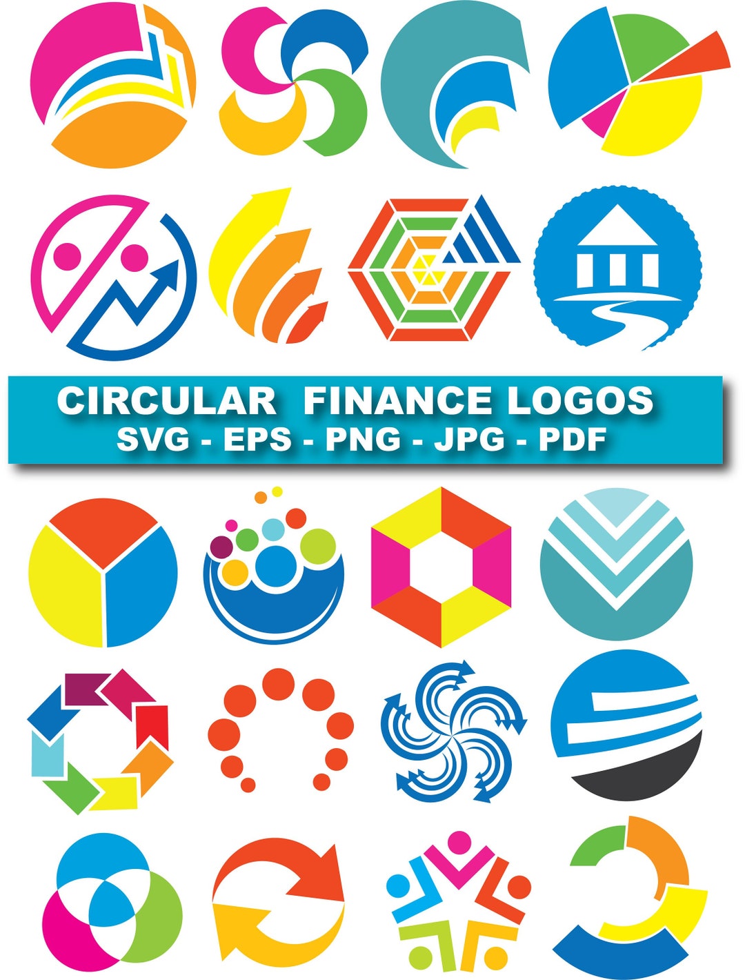 20 Circular Finance Logo Bundle, SVG Cut Files, Finance Logo Circle ...
