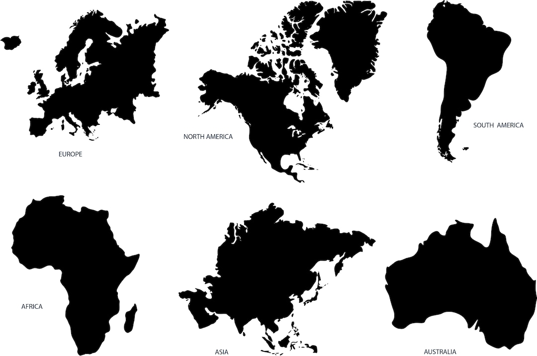 Continents Svg Cut File - Etsy