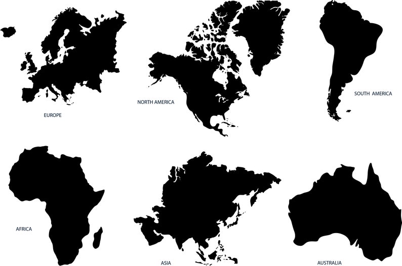 Continents Svg Cut File - Etsy