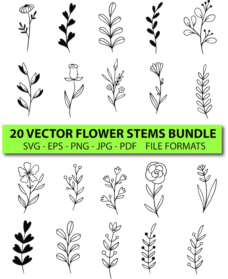 20 Vector Flower Stems Svg Cut File - Etsy UK