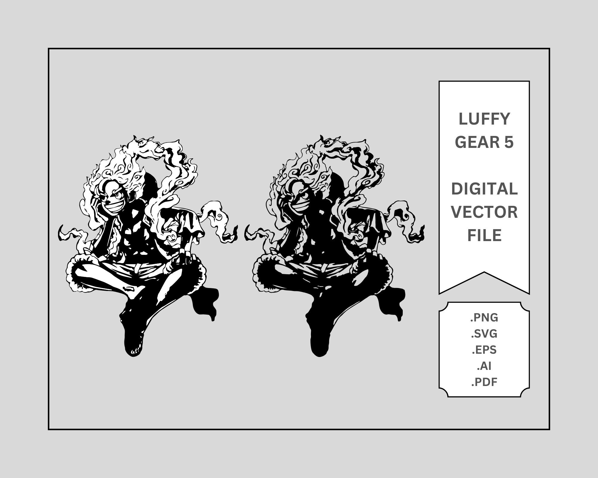 Luffy Gear 5 Silueta SVG Negro Blanco Vector SVG Digital - Etsy España