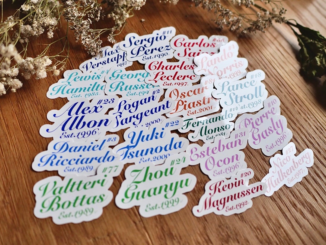 F1 Formula 1 One Driver Name Stickers 2024 | Max Verstappen Lewis ...