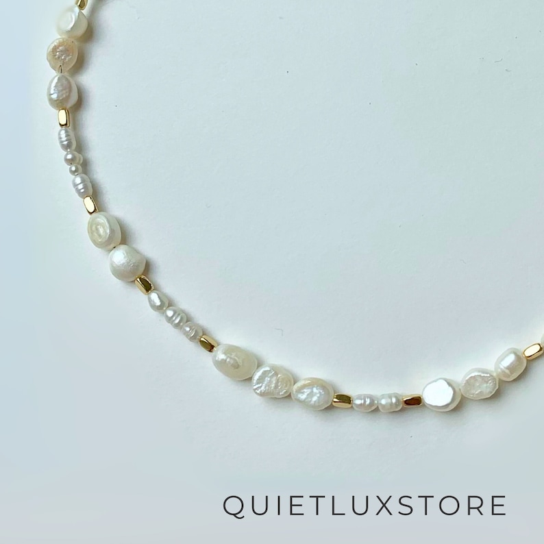 Pearl Stackable Necklace Baroque Pearls Combined With 18K Gold Accents ...