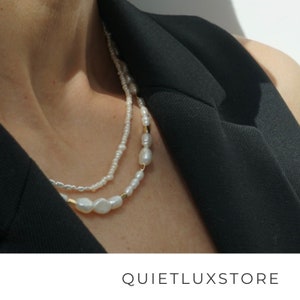 Pearl Stackable Necklace Baroque Pearls Combined With 18K Gold Accents ...