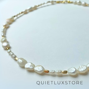 Pearl Stackable Necklace Baroque Pearls Combined With 18K Gold Accents ...