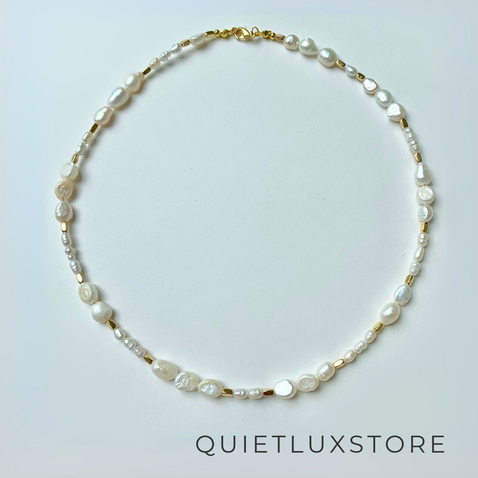 Pearl Stackable Necklace Baroque Pearls Combined With 18K Gold Accents ...