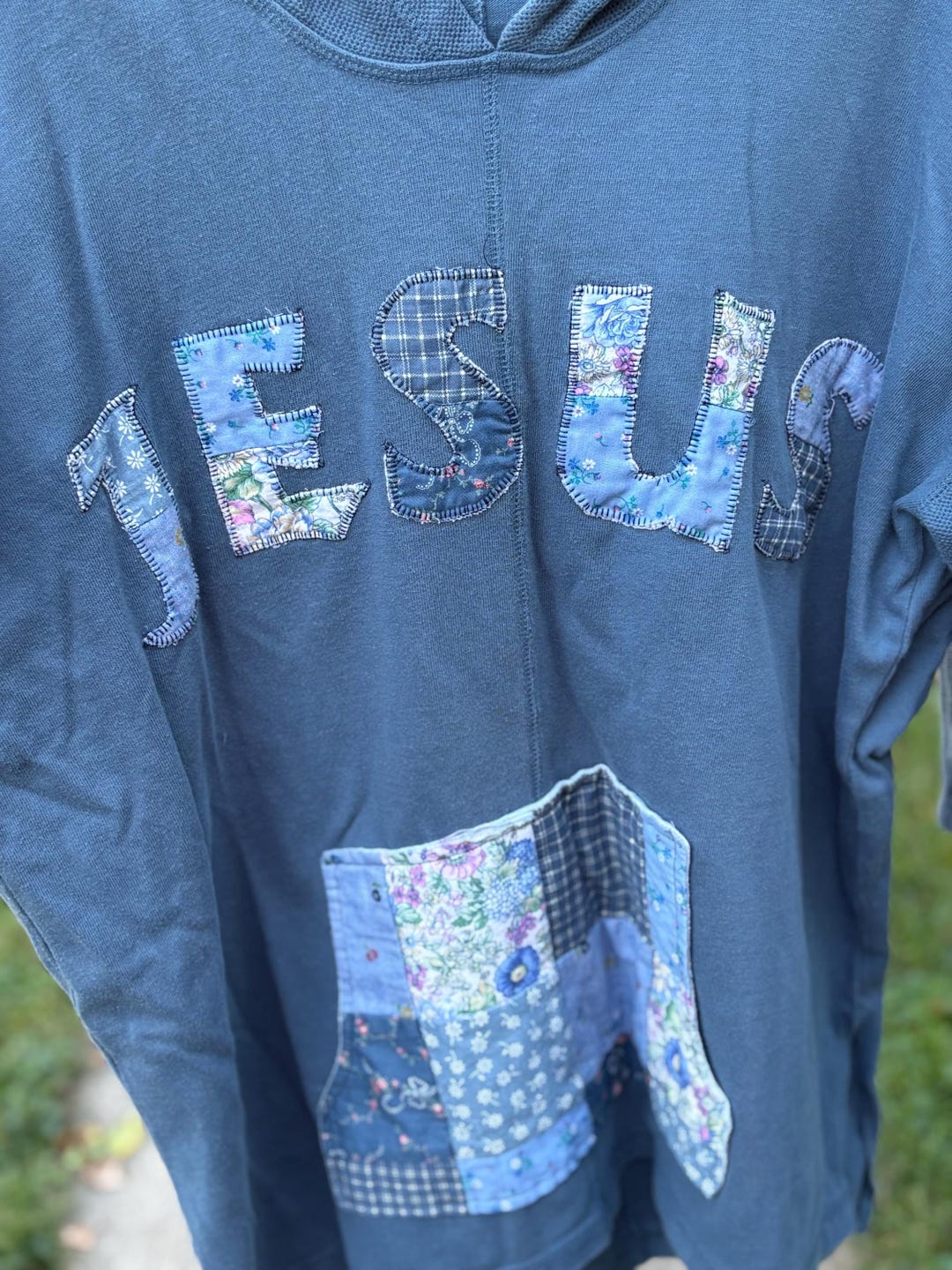 Handmade Patchwork Jesus Hoodie Sweatshirt: Upcycled Hoodie Sweatshirt ...