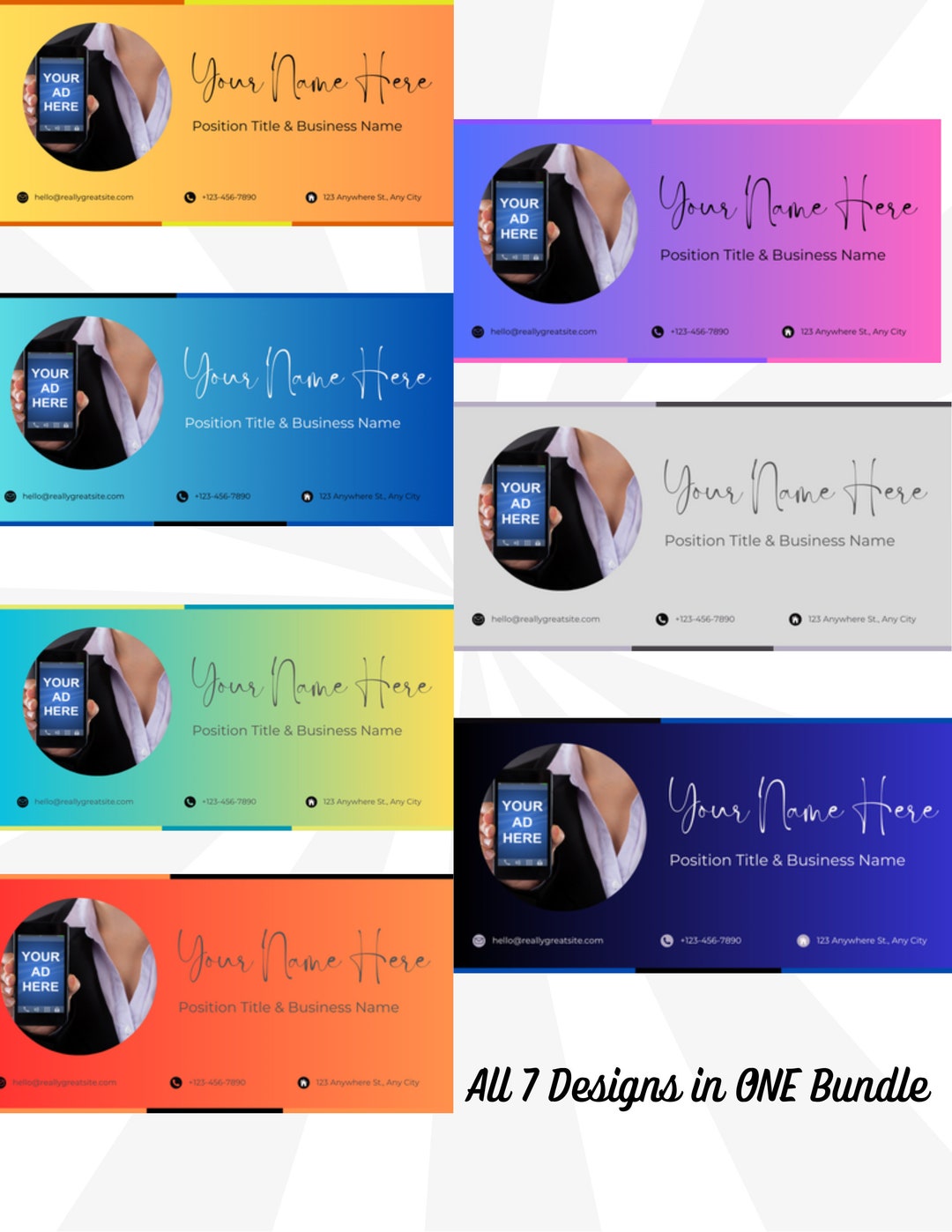 7 Digital Email Signatures Bundle-minimalist Ombre Design Canva ...