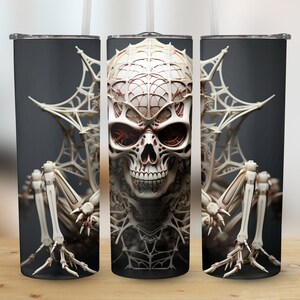 3D Tumbler Scary White Skeleton Skull Design - 20oz Skinny Tumbler ...