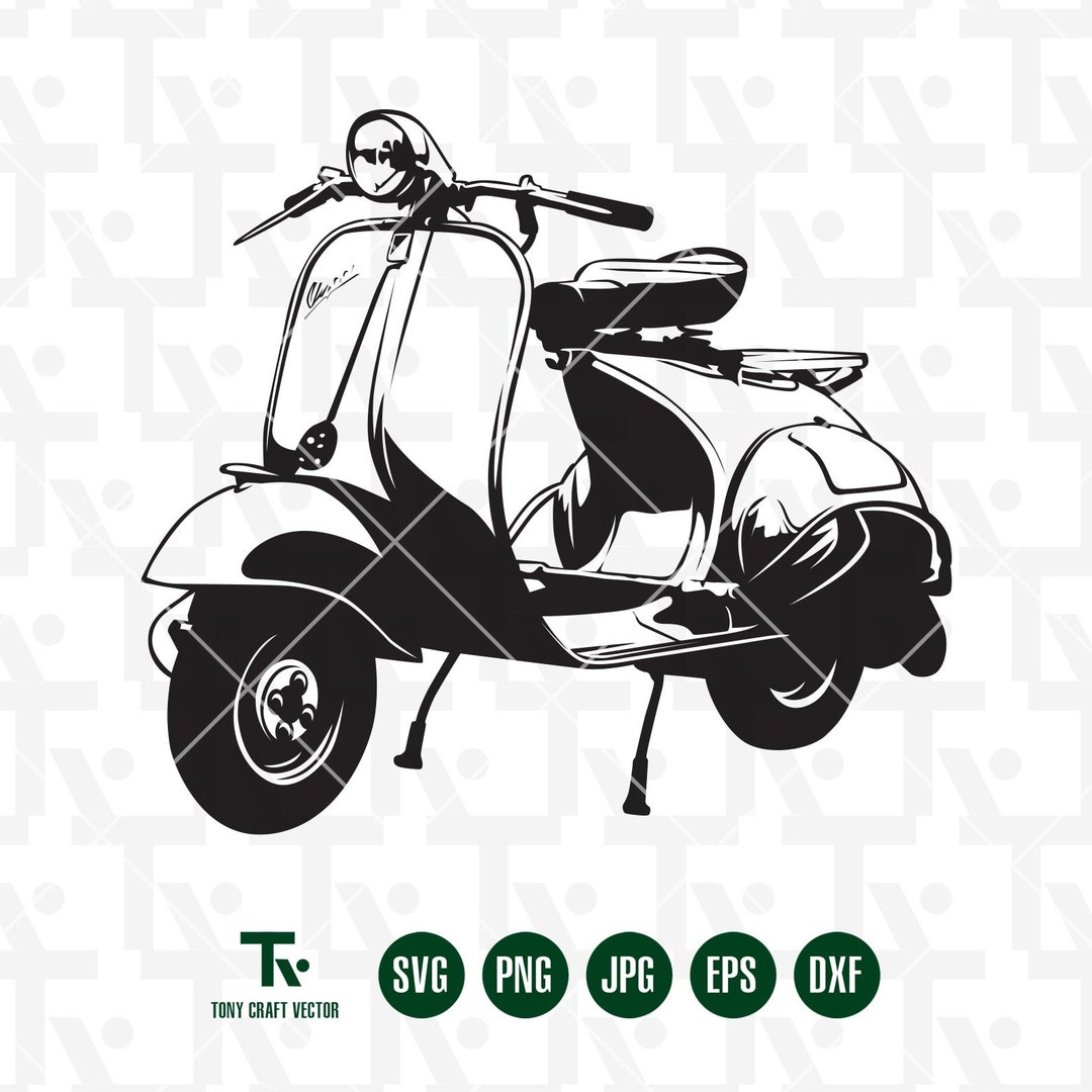 Scooter SVG DXF EPS Png Vespa Printable Editable Vector Ready for Laser ...