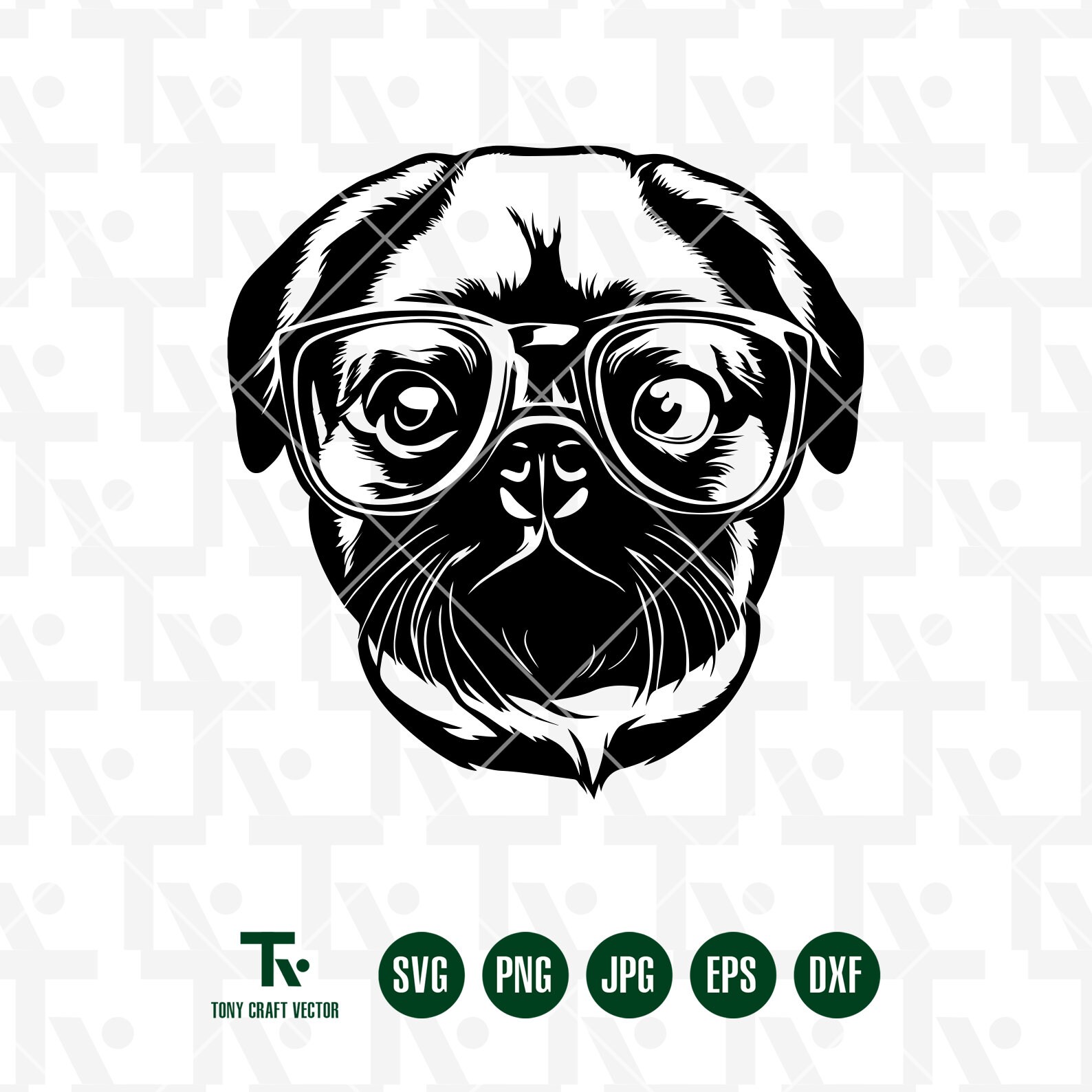 Pug Wearing Glasses Svg Pug Life Svg Puggy Svg Pug Vector Files for ...