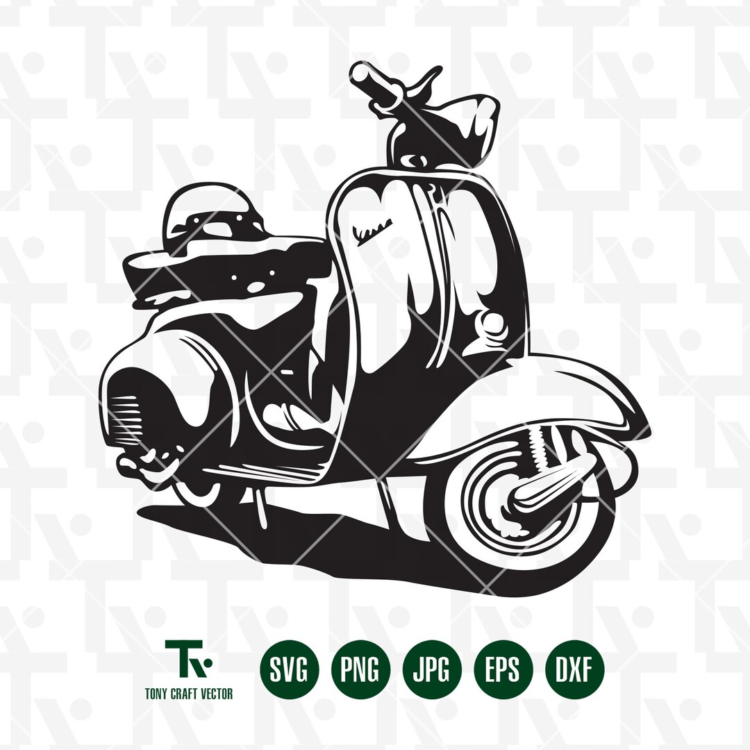 Scooter SVG DXF EPS Png Vespa Printable Editable Vector Ready for Laser ...