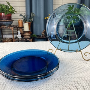 Vintage Blue Glass Dinner Plates Cobalt Charger Plates - Etsy