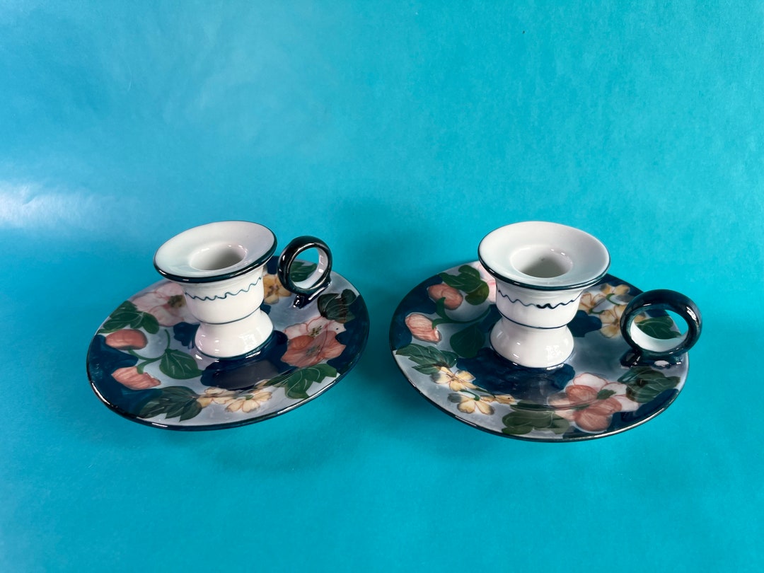 Vintage Hand Painted Finger Candlestick Holder Andrea by Sadek - Etsy