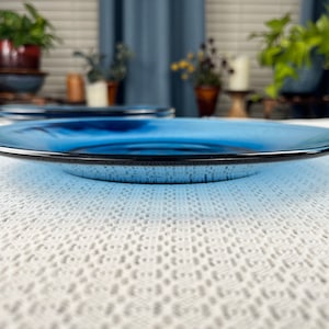 Vintage Blue Glass Dinner Plates Cobalt Charger Plates - Etsy