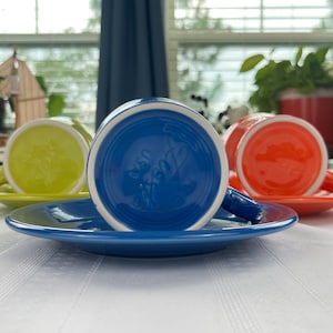Vintage Fiesta Ware Cup and Plate Set Colorful Mugs With Plates Made in ...