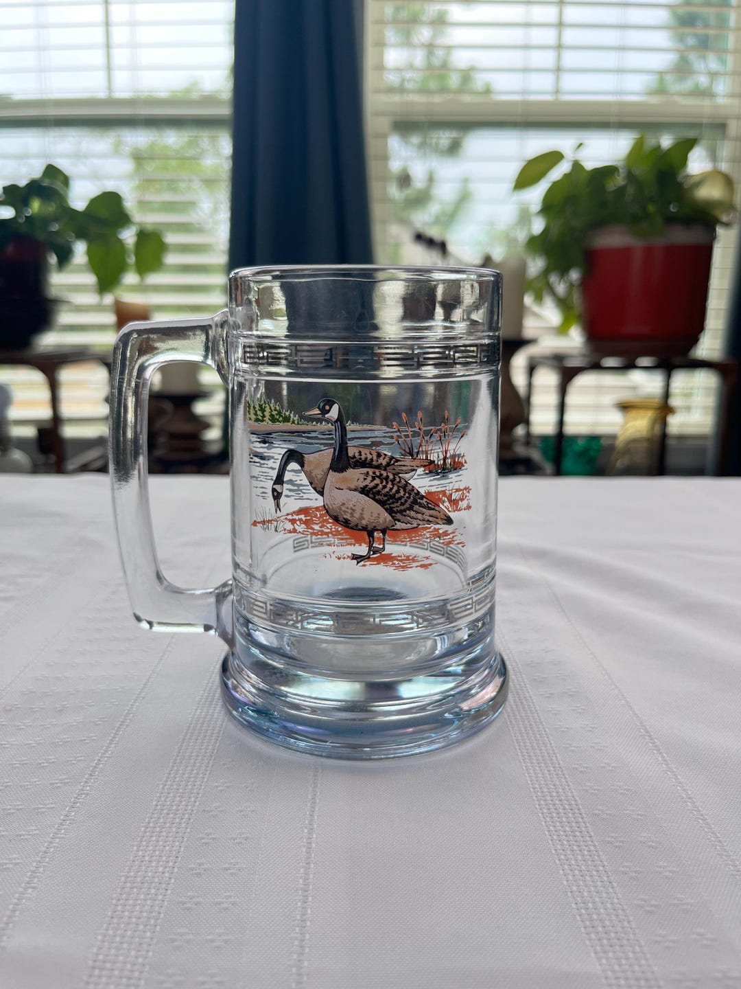 Vintage Colonial Beer Mug by Princess House Large Glass Mug With Geese ...