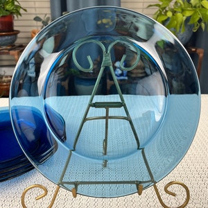 Vintage Blue Glass Dinner Plates Cobalt Charger Plates - Etsy