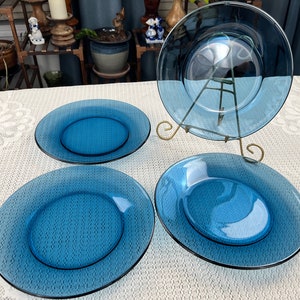 Vintage Blue Glass Dinner Plates Cobalt Charger Plates - Etsy