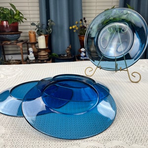Vintage Blue Glass Dinner Plates Cobalt Charger Plates - Etsy