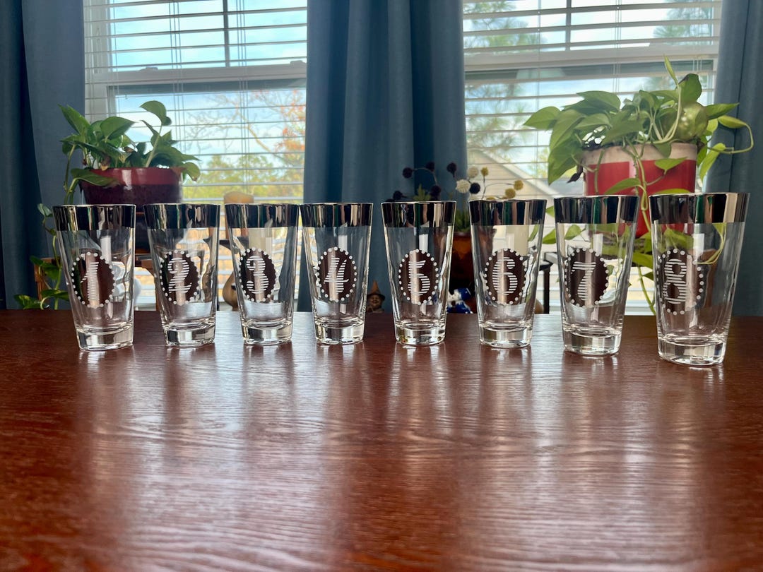 Vintage Numbered Metalyte Tumblers in Silver 1-8 Pint Glasses With ...