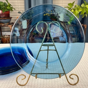 Vintage Blue Glass Dinner Plates Cobalt Charger Plates - Etsy