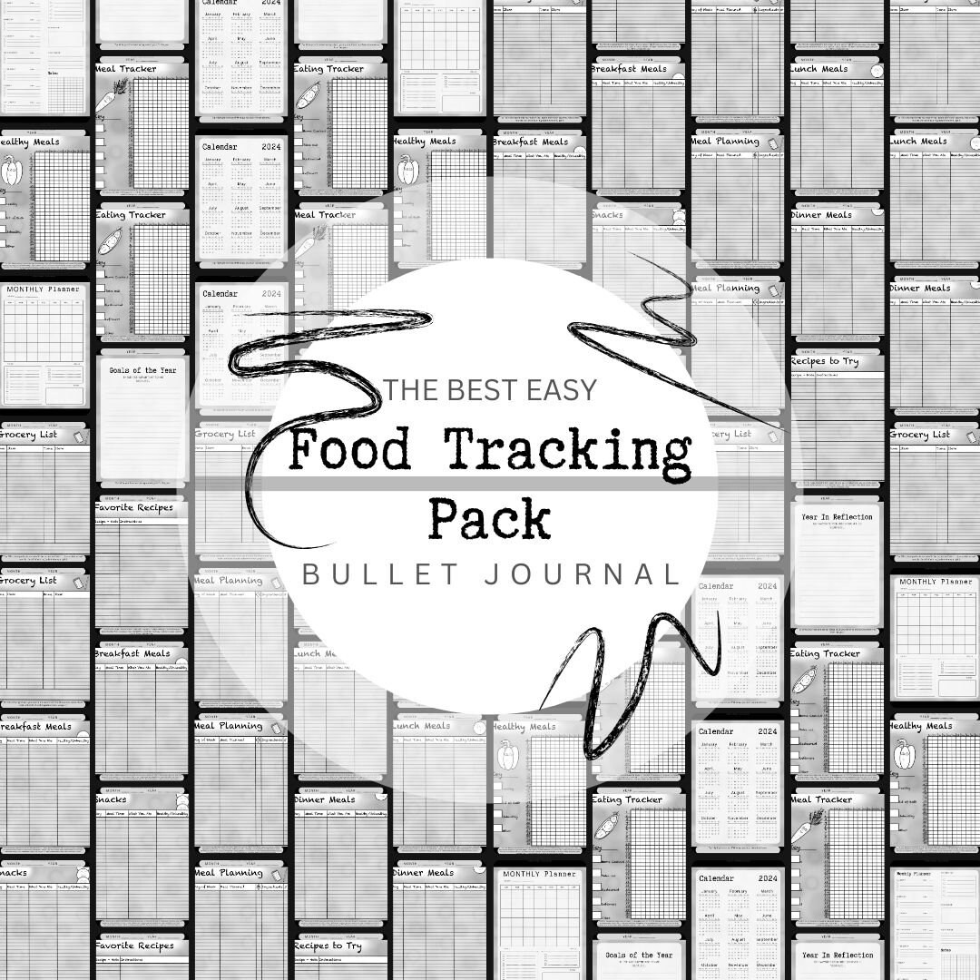 B&W Food Tracking Pack the BEST EASY Bullet Journal and Planner BUJO ...
