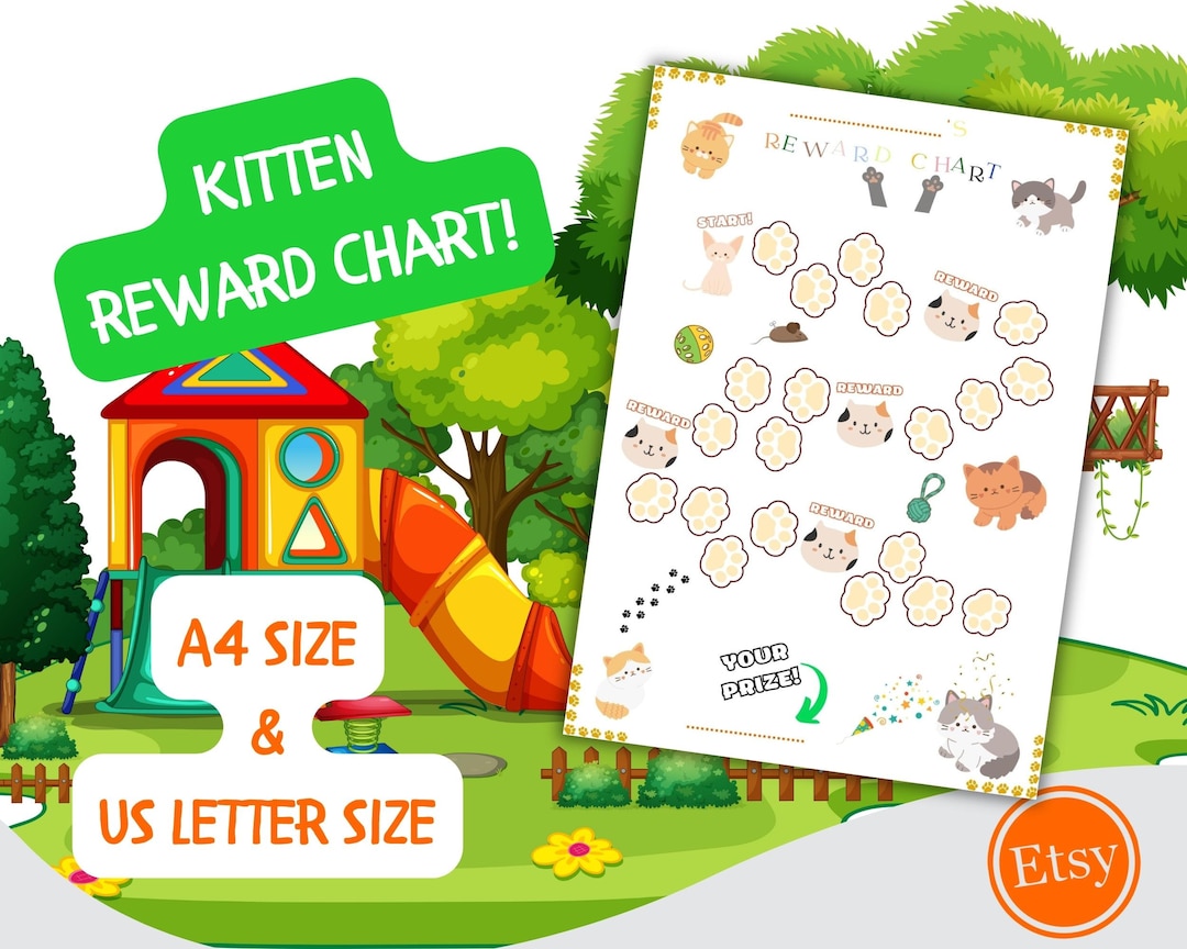 Kitten Reward Chart Printable Chart Sticker Reward Chart - Etsy Australia