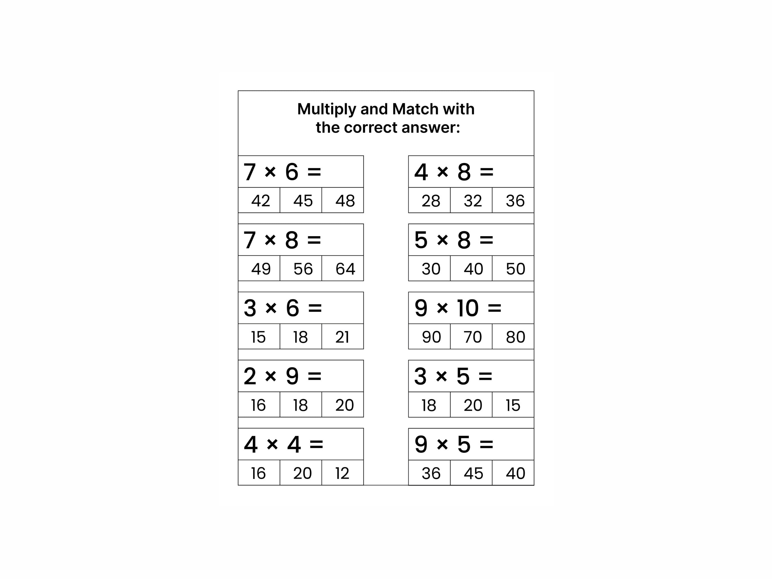 8 Printable Multiplication Math Worksheets for Kids, 1st Grade Math ...