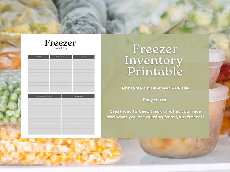 Freezer Inventory - Printable - Etsy