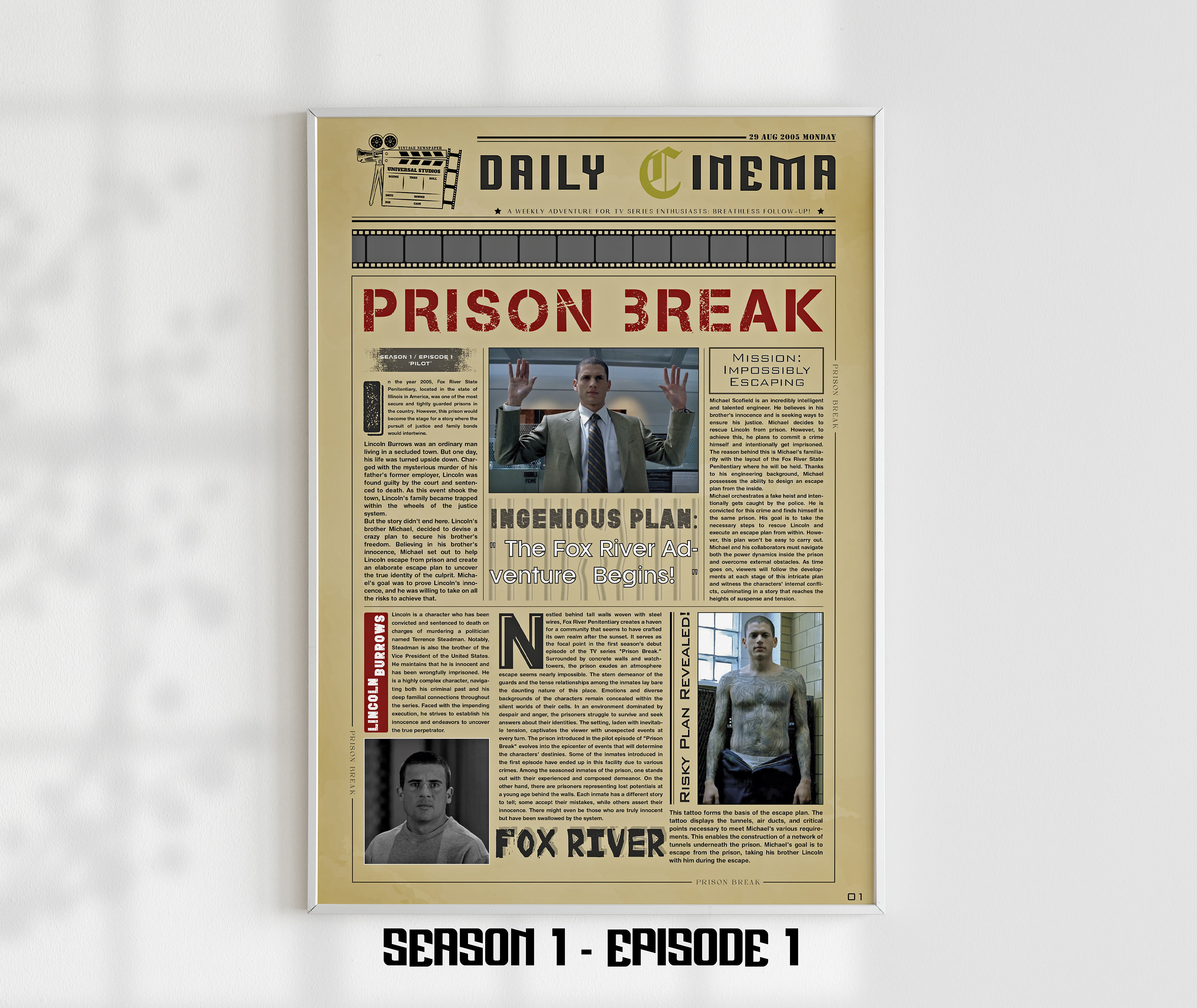 Prison Break, Digital Download Art, Vintage Poster, Complete Tv Series ...