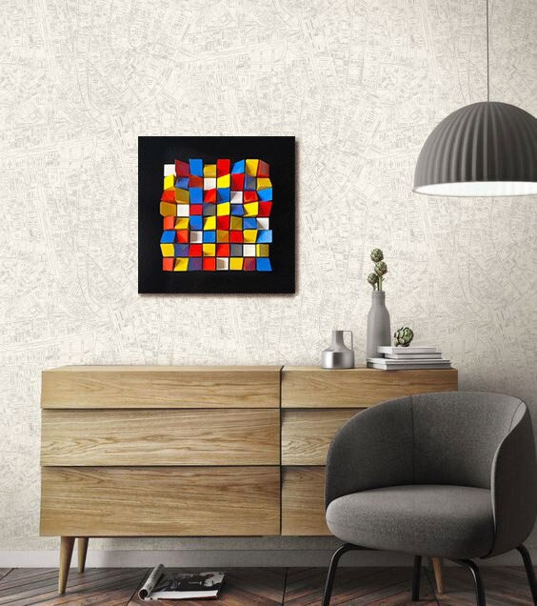 Venezuela Wood Wall Art Poster: Geometric Vibrant Wood Frames Inspired ...