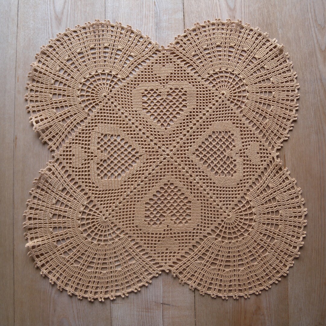 CROCHET DOILY: Square Shaped, With Rounded Edges, With Unique Heart ...