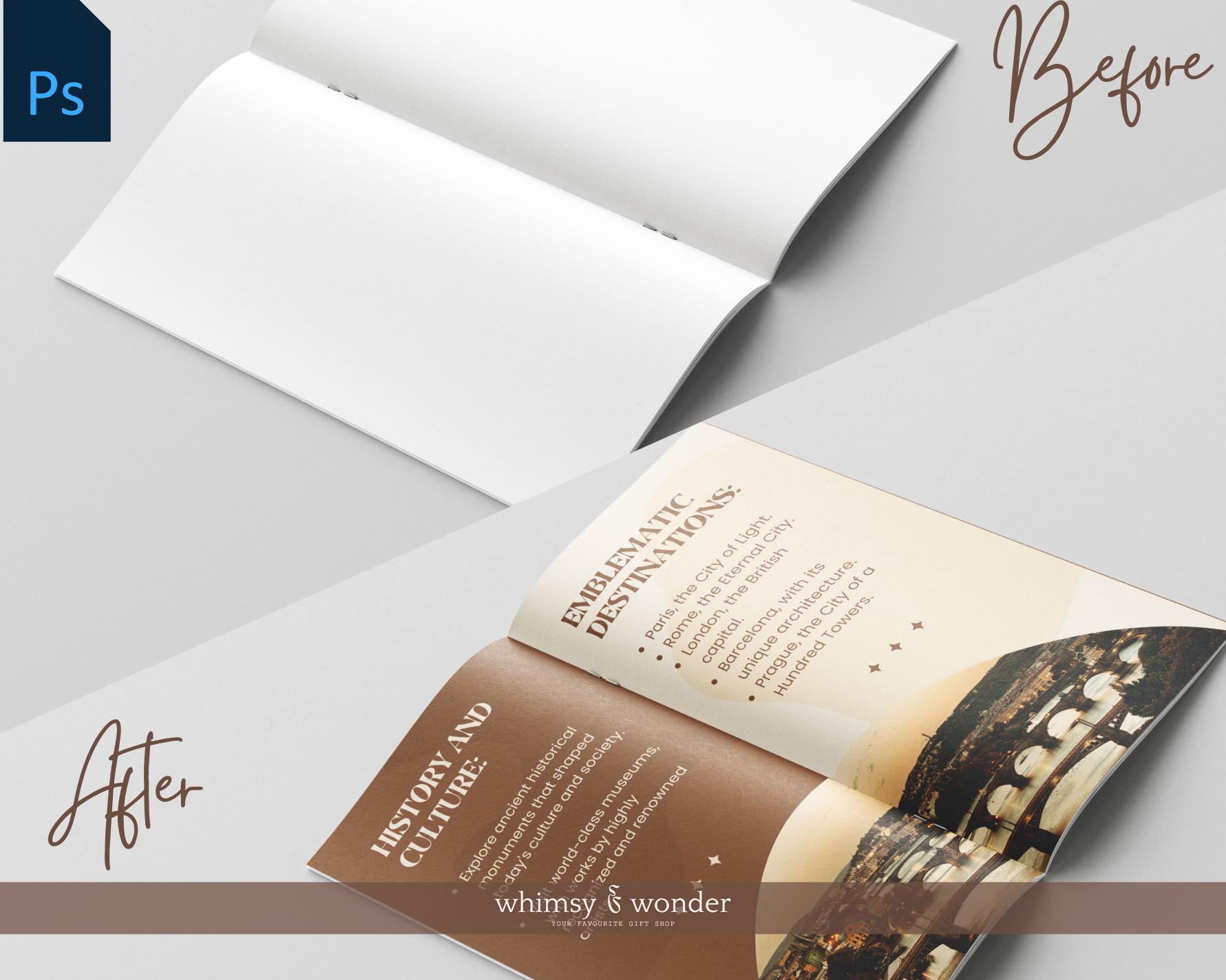 PSD Saddle Stitched Brochure Mockups, White Background Brochure Mockups ...
