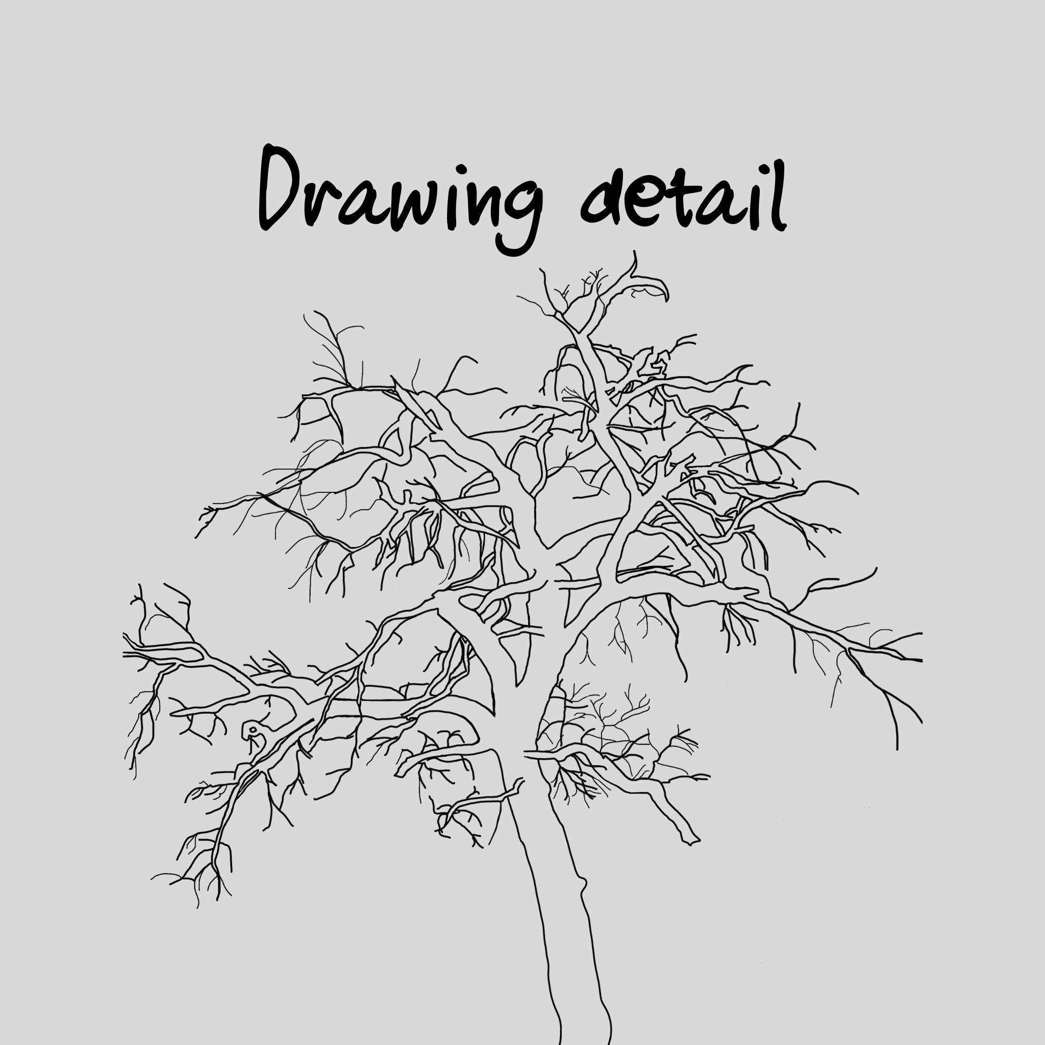 Gnarly Tree Line Drawing - Etsy