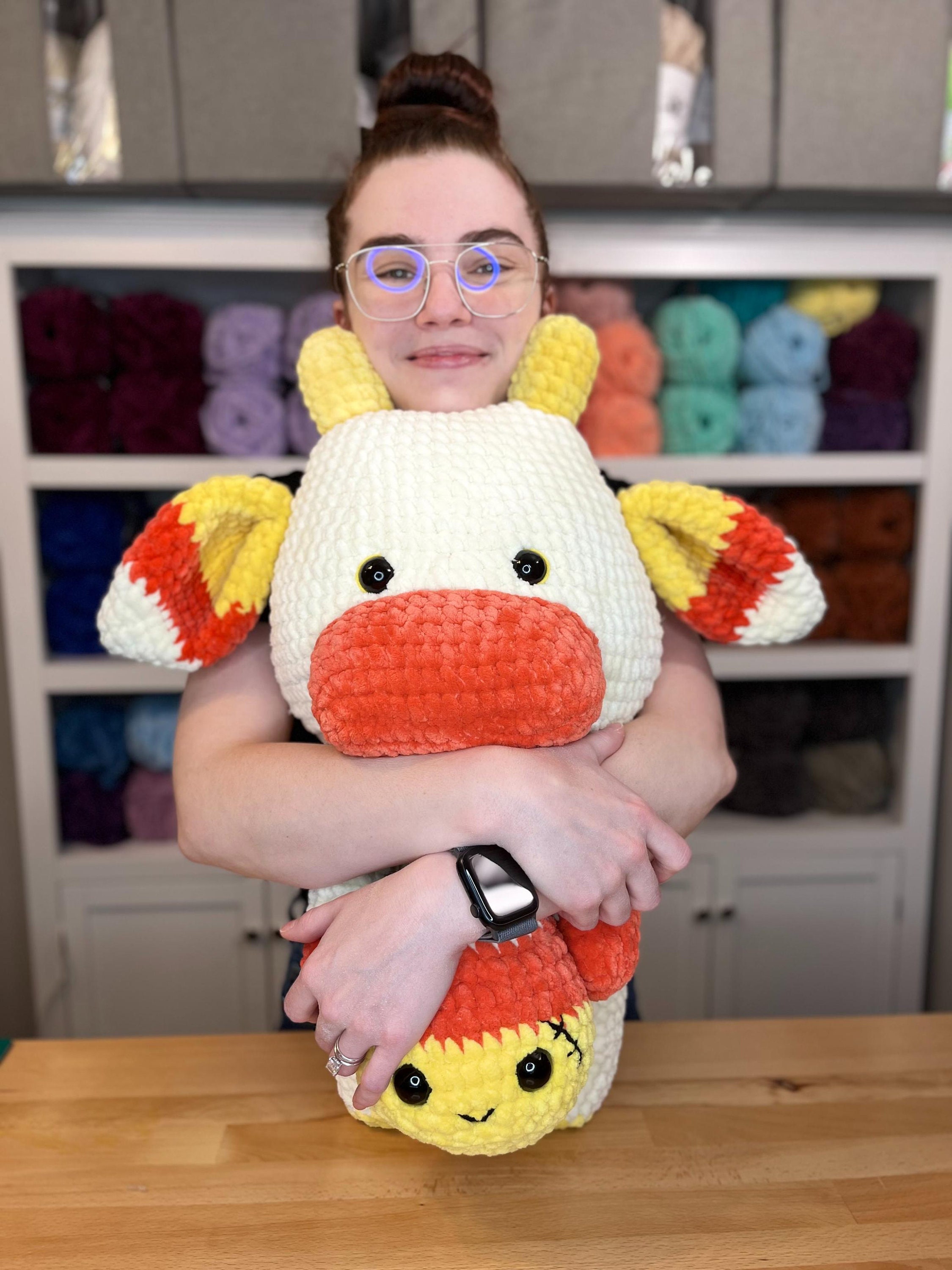 Candace Sweets Loving Candy Corn Cow JUMBO Crochet Plushy Stuffed ...